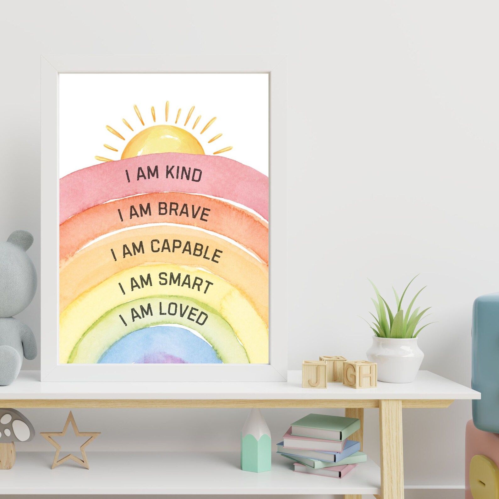 I Am Affirmations Print: Rainbow Kids Wall Art (digital Download) - Etsy
