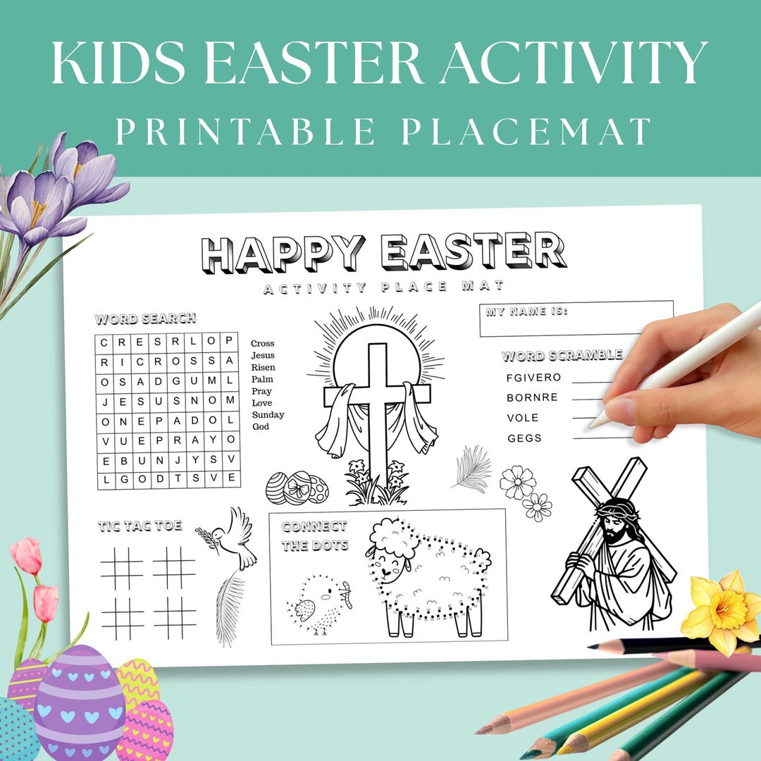 Printable Easter Activity Place Mat INSTANT DOWNLOAD, Kid-friendly ...