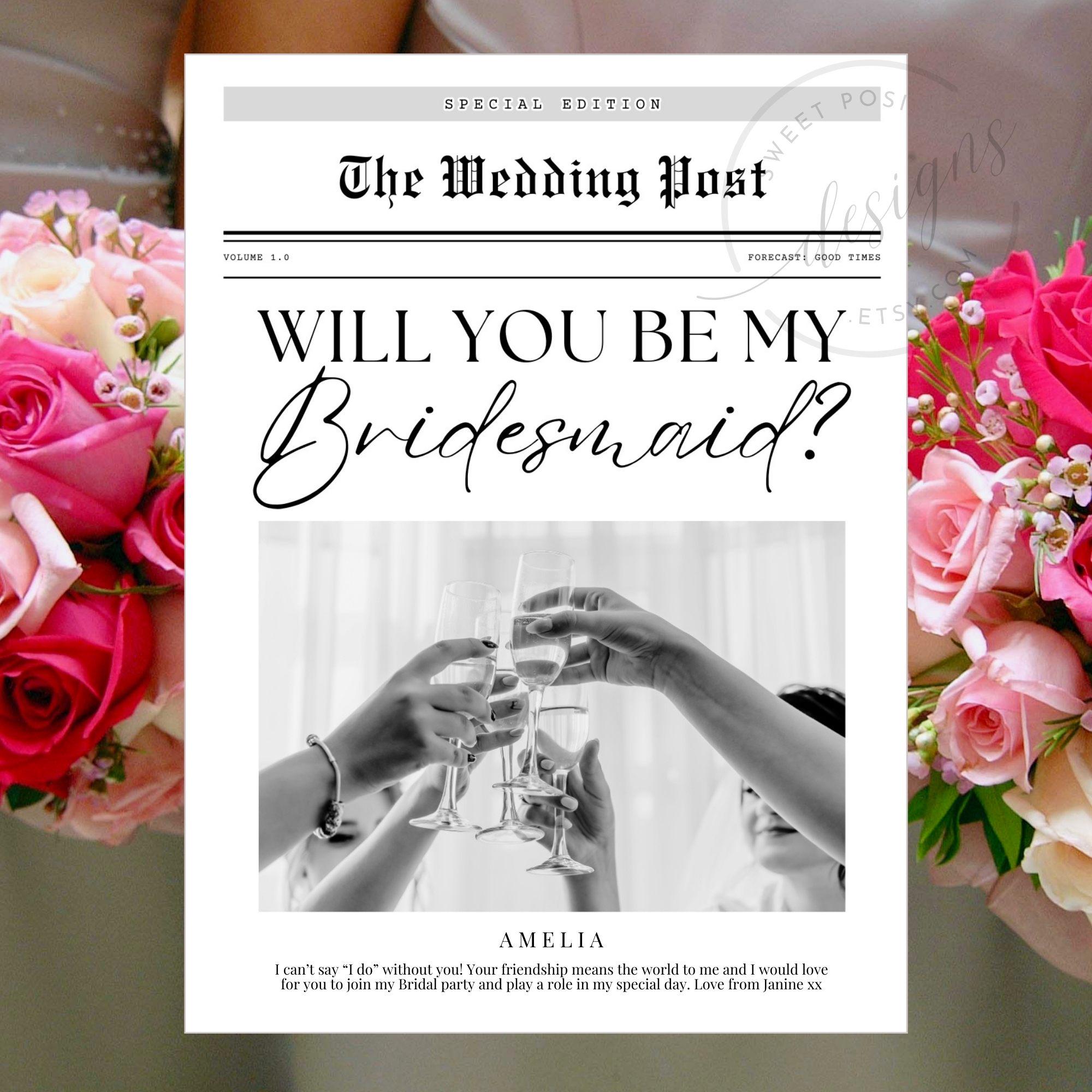 Bridesmaids Proposal Newspaper DIGITAL DOWNLOAD, Newspaper Bouquet ...