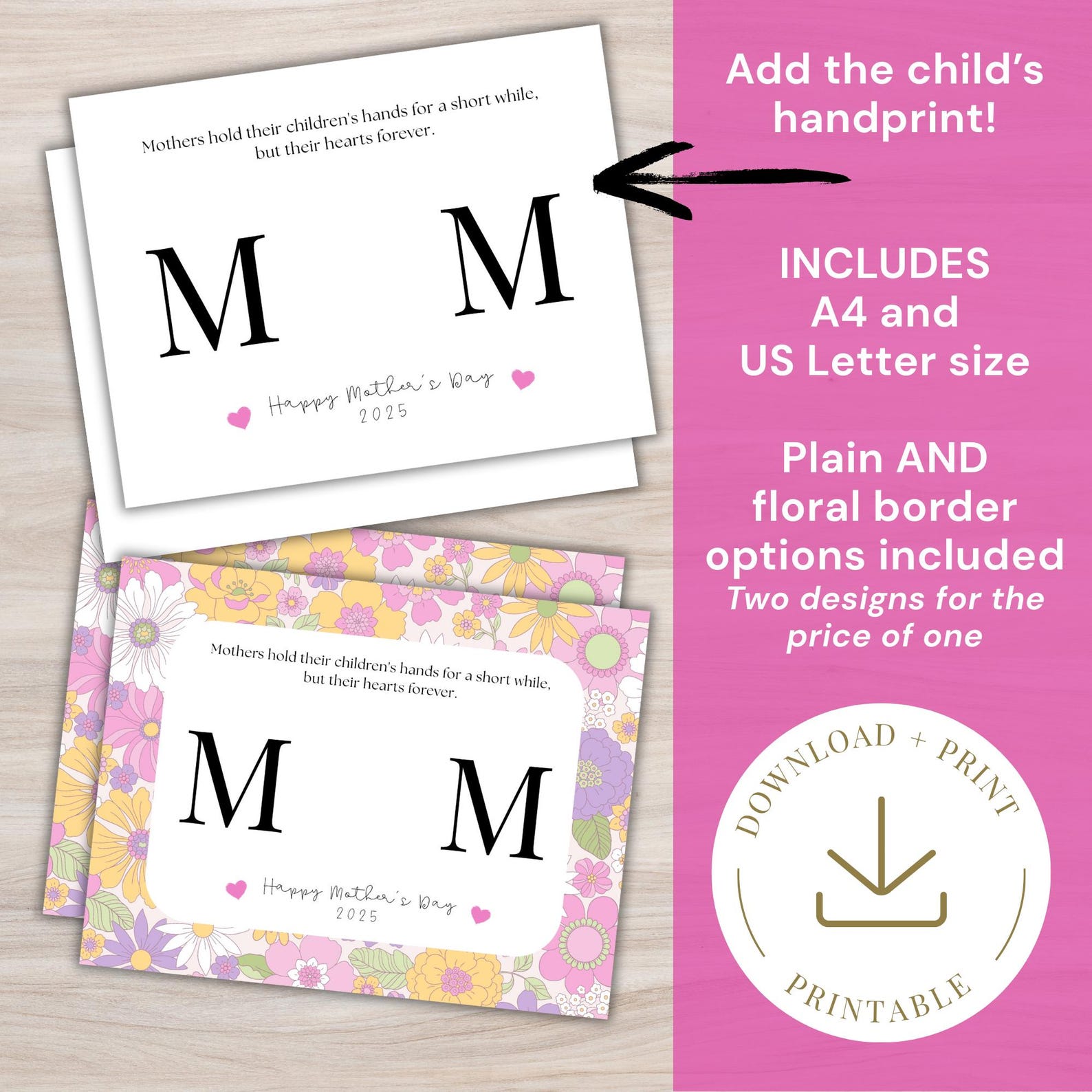 Mothers Day Craft Handprint Art - INSTANT DOWNLOAD Printables - Gift ...