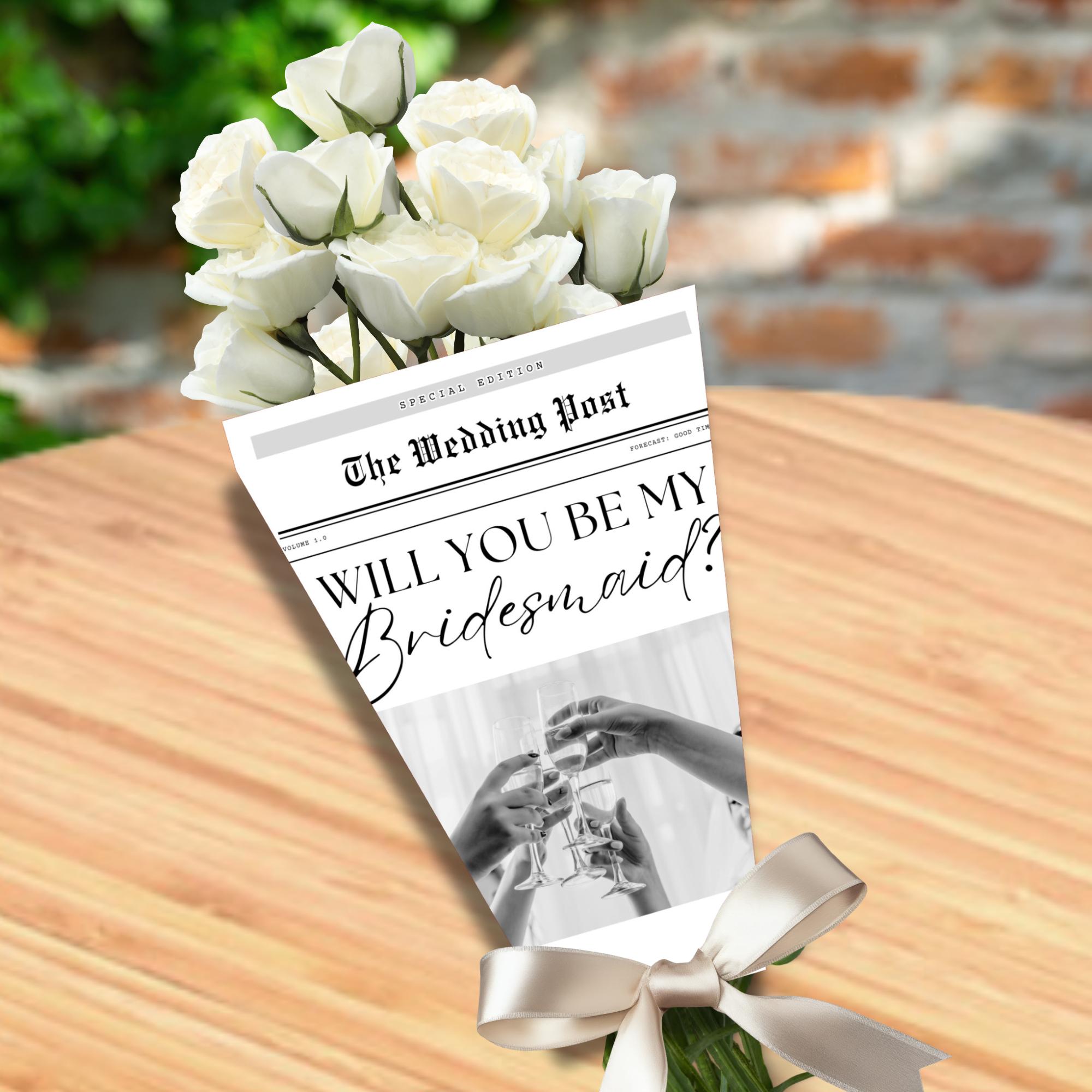 Bridesmaids Proposal Newspaper DIGITAL DOWNLOAD, Newspaper Bouquet ...