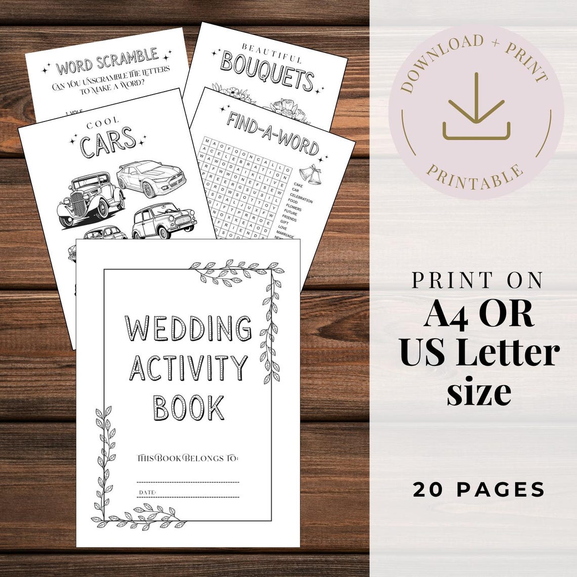 Kids Wedding Activity Kit PRINTABLE - Busy Book Coloring Page Bundle ...
