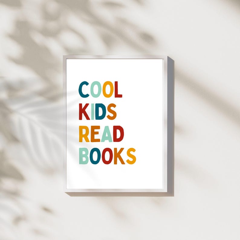Cool Kids Read Books, DIGITAL DOWNLOAD, Book Shelf Poster Reading ...