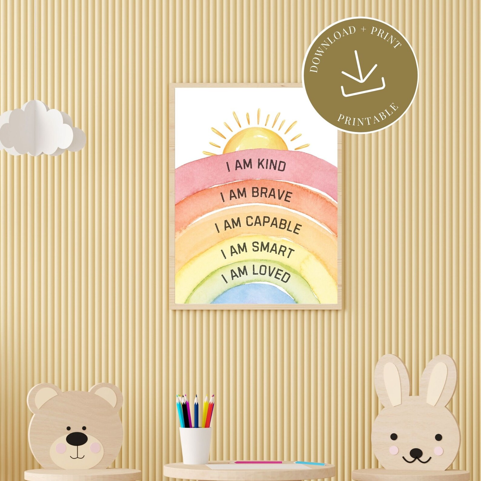 I Am Affirmations Print: Rainbow Kids Wall Art (digital Download) - Etsy