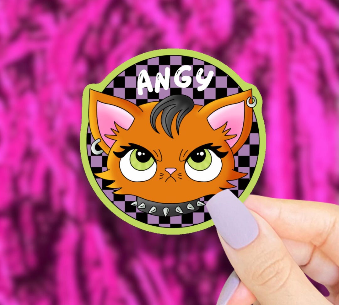 Angy Punk Kitty Sticker - Etsy