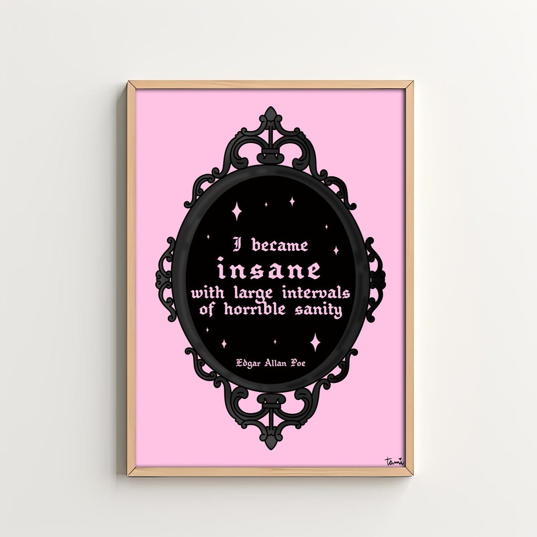 Pastel Goth Edgar Allan Poe Art Print - Etsy