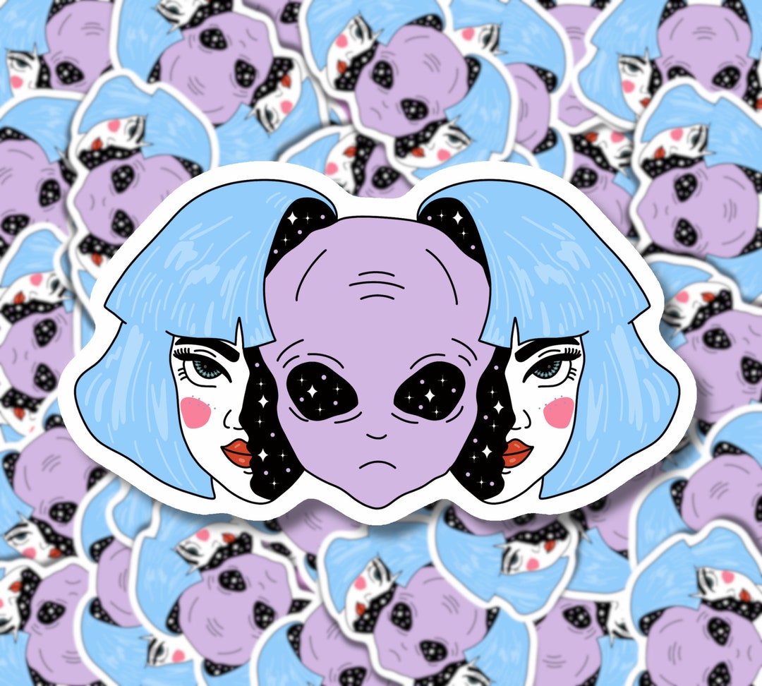 Spaced Out Sticker / Alien Girl Sticker - Etsy