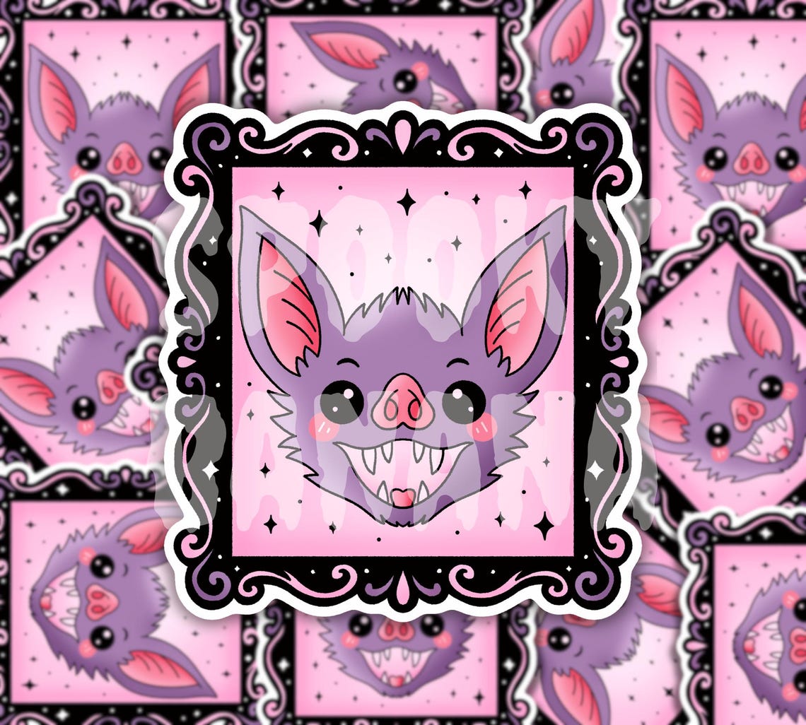 Spooky Purple Bat Sticker - Etsy