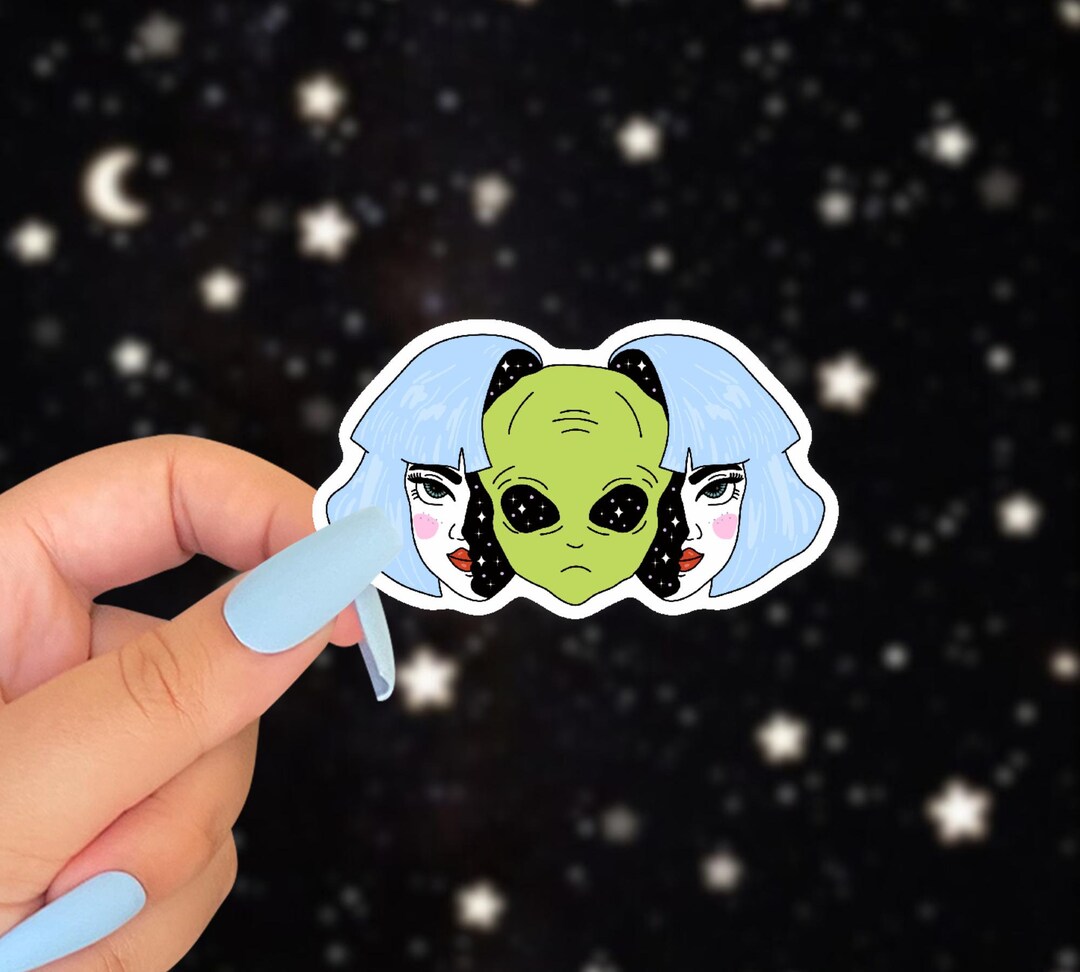 Spaced Out Sticker / Alien Girl Sticker - Etsy