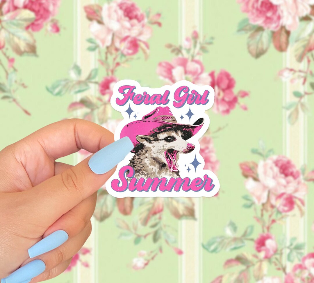 Feral Girl Summer Sticker / Possum Opossum Sticker - Etsy