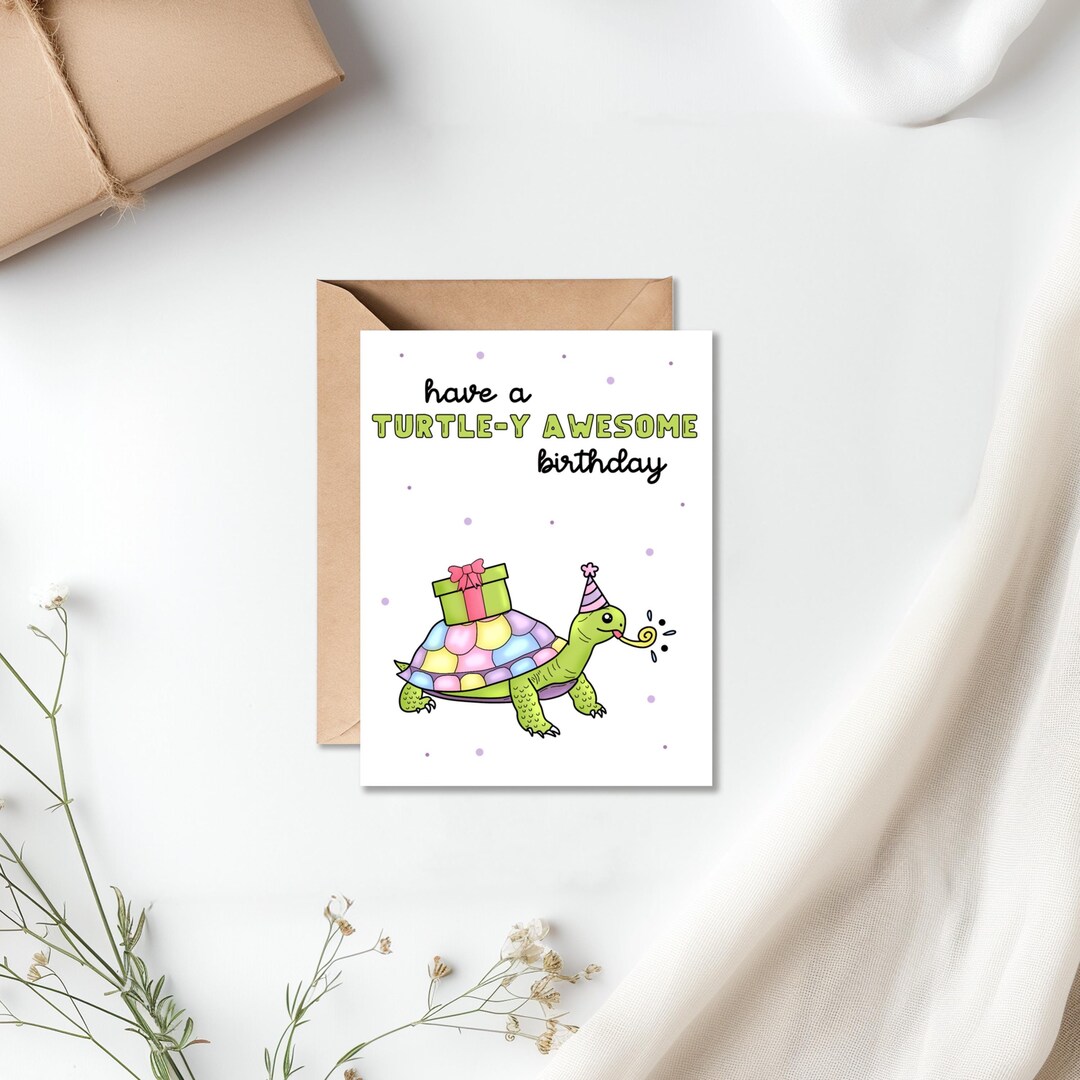 Cute Turtle Pun Birthday Card - Etsy