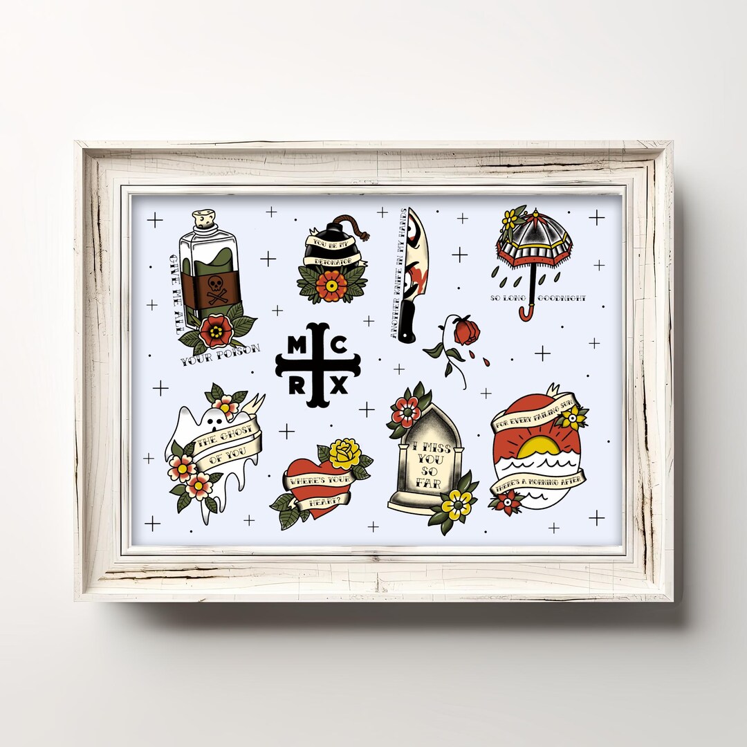 Emo Music Tattoo Flash Print - Etsy