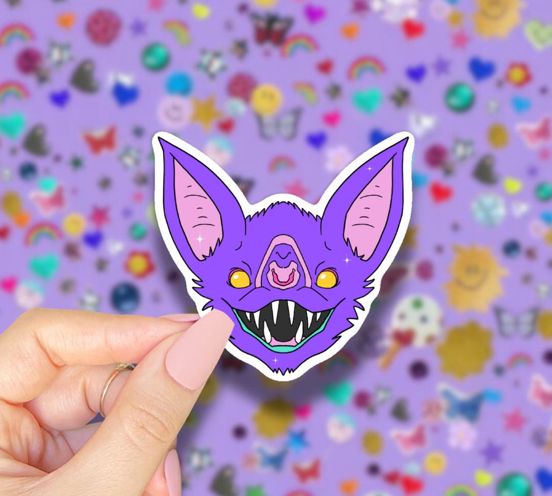 Spooky Purple Bat Sticker - Etsy