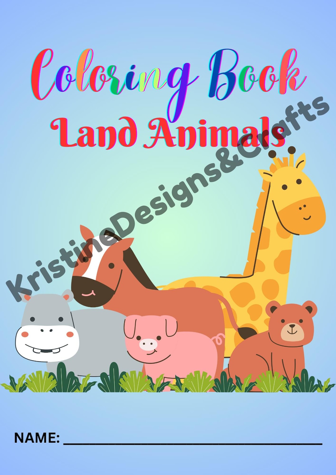 Customized Land Animals Coloring Book - Etsy