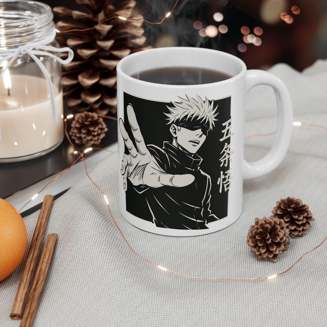 Gojo Mug Jujutsu Kaisen | Satoru Gojo Black and White Anime Mug Gift ...