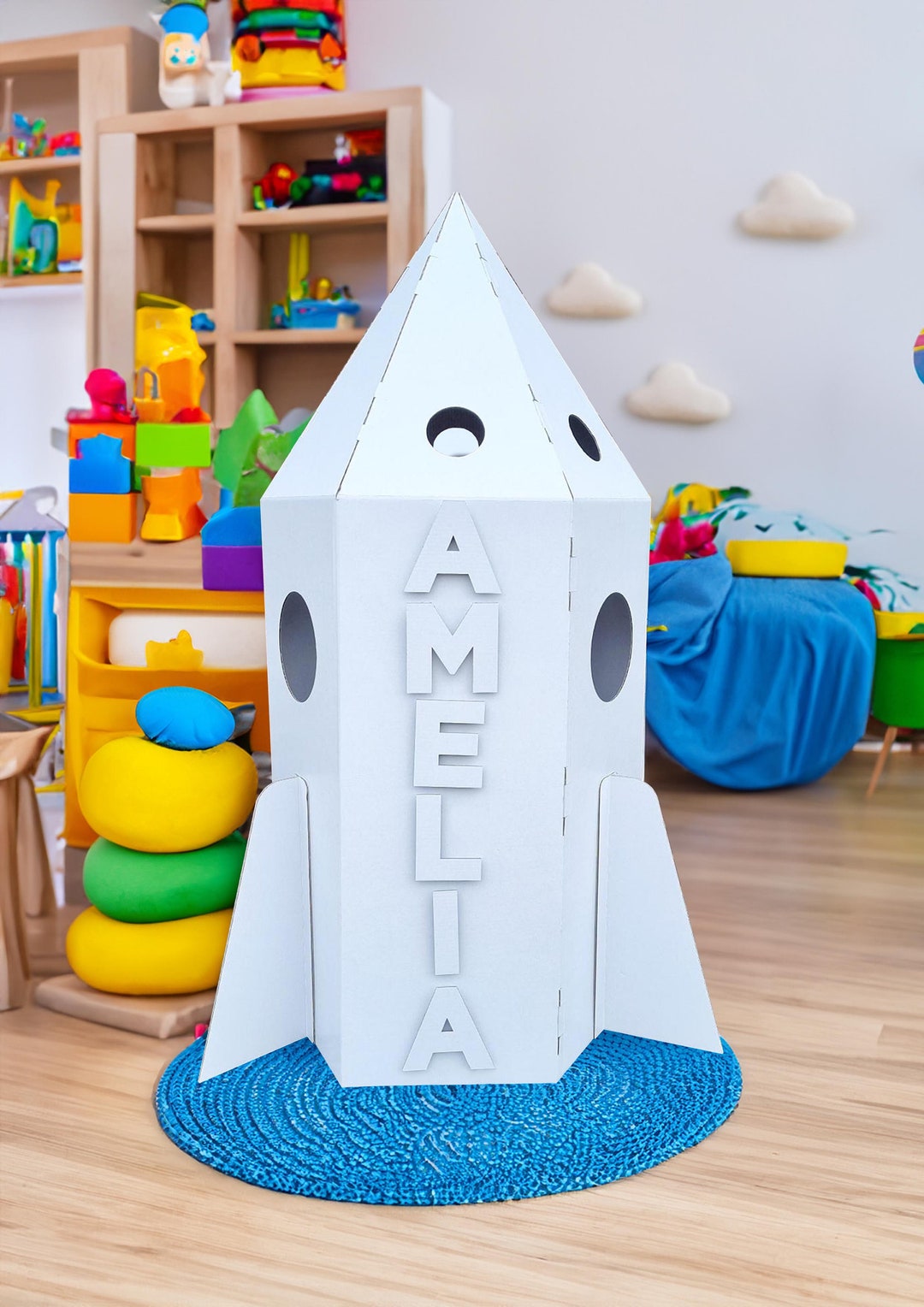 Personalized Kids Rocket Cubby House. Spaceship Cubby With Customizable ...