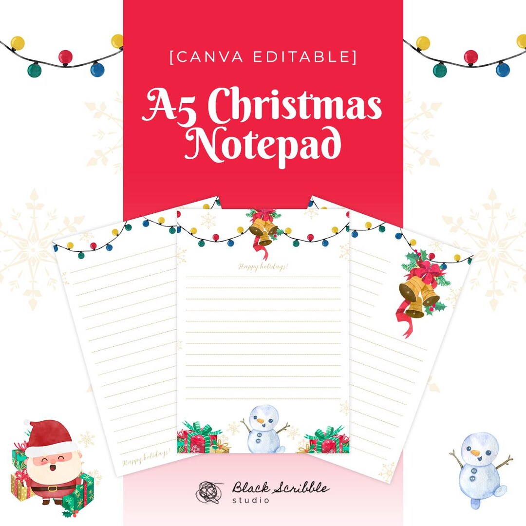 A5 Christmas Notepad Design for Gifts, Freebies, Giveaways | Canva ...