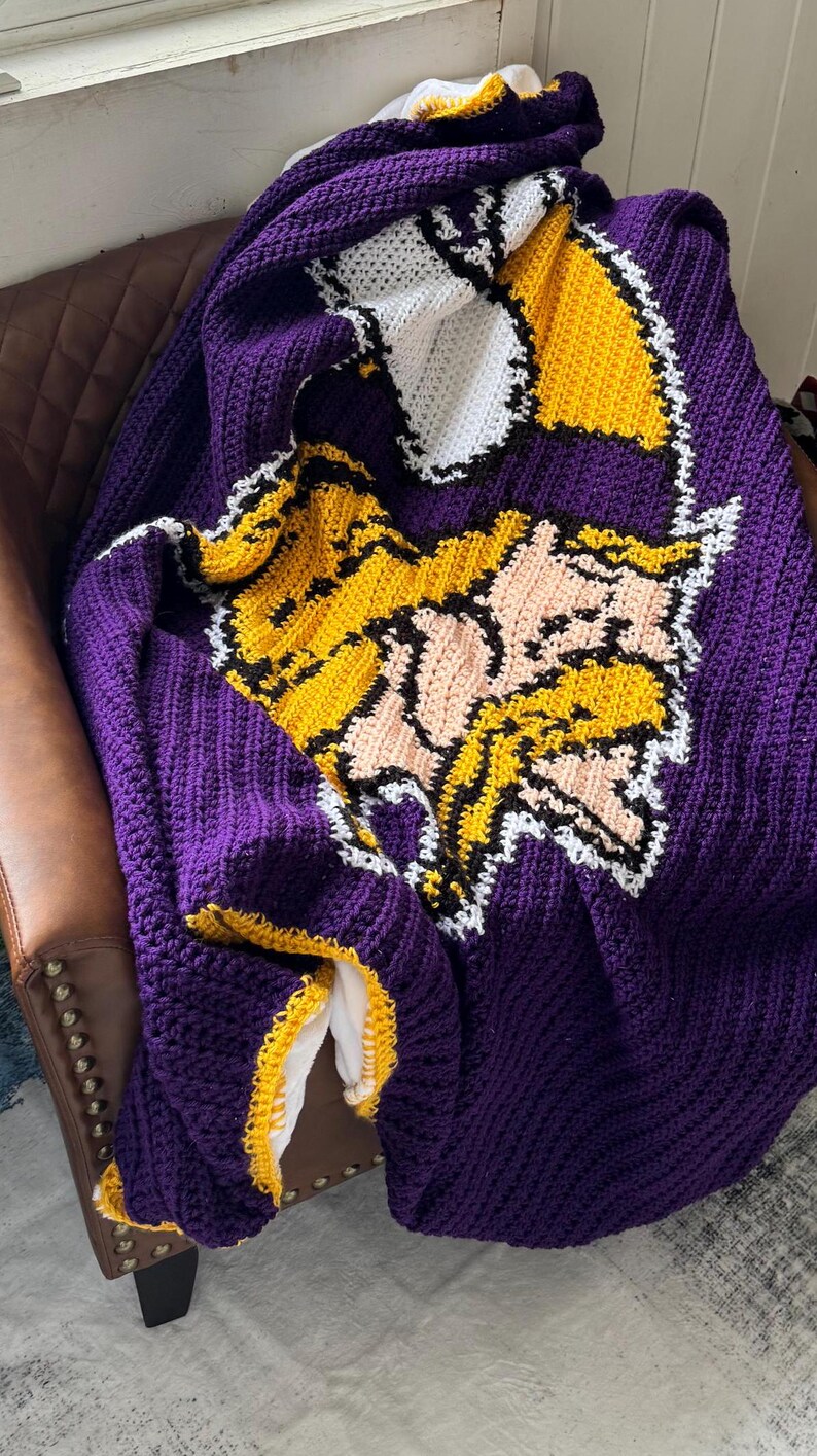 Football Team Blanket Crochet Pattern - Minnesota Inspired - Etsy