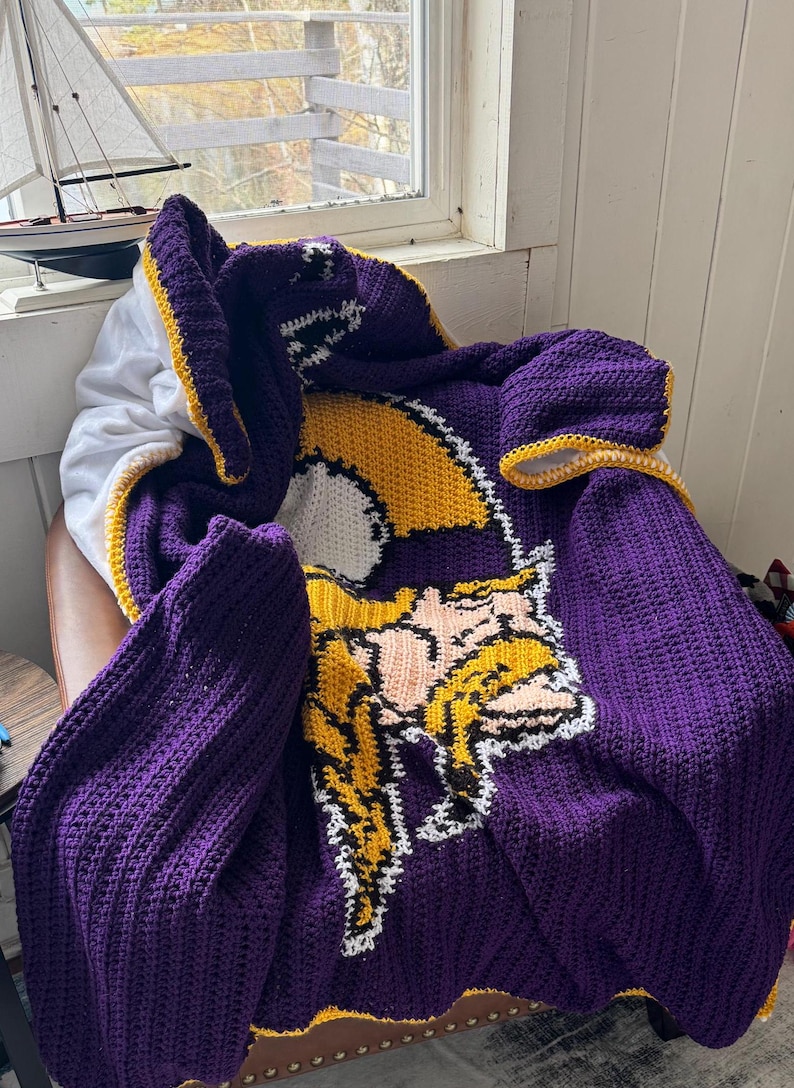 Football Team Blanket Crochet Pattern - Minnesota Inspired - Etsy