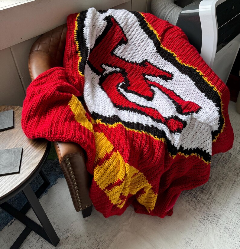 Football Team Blanket Crochet Pattern - Kansas City Inspired - Etsy