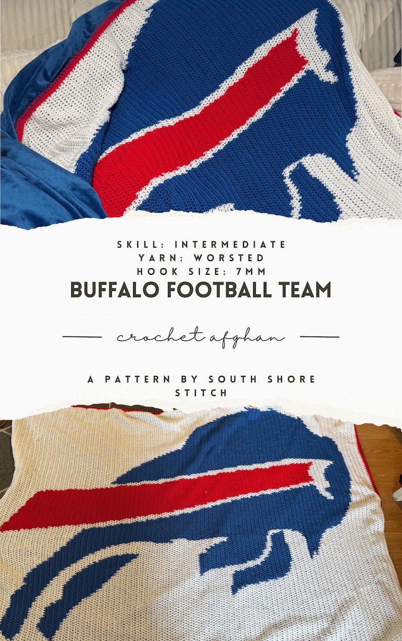 Football Team Blanket Crochet Pattern - Buffalo Inspired - Etsy