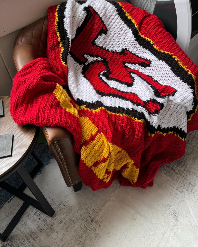 Football Team Blanket Crochet Pattern - Kansas City Inspired - Etsy