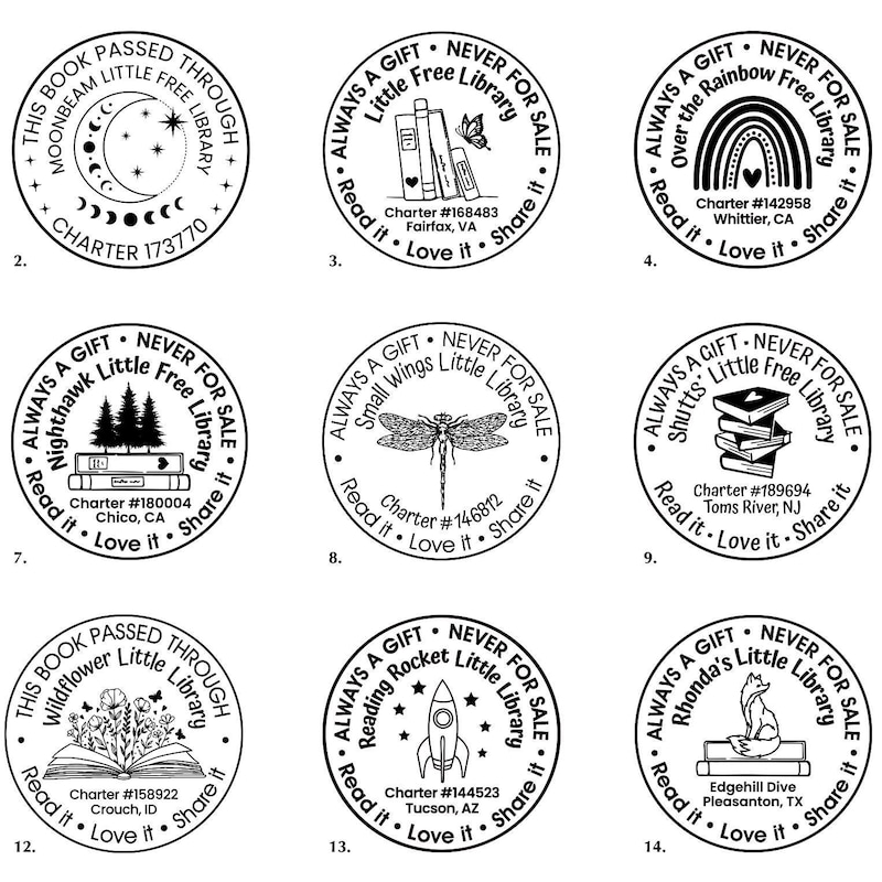Library Stamp - Etsy