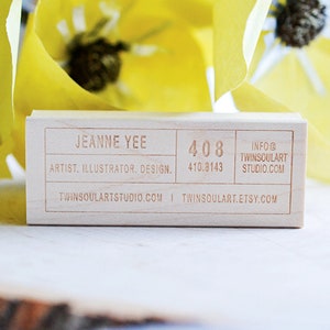 Custom Business Card Stamp: Personalized Rubber Stamp (1x3") - Etsy