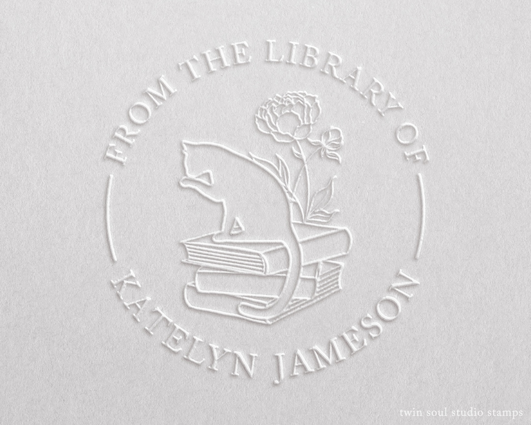 Custom Library Embosser Cat, Library Book Stamp, Personalized Book ...