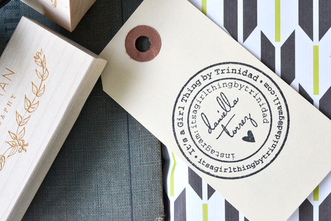 Custom Round Rubber Stamp: Small Business Wood Stamp - Etsy