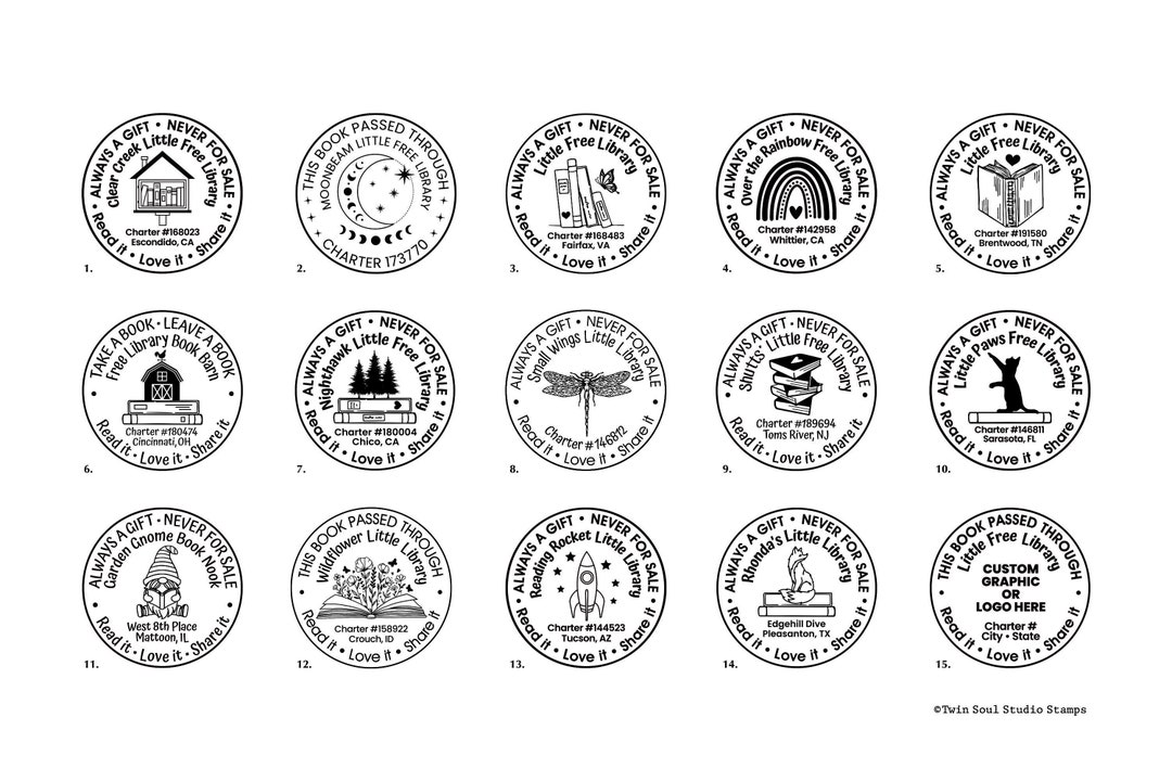 Custom Little Free Library Stamp, Library Ex Libris Book Stamp ...