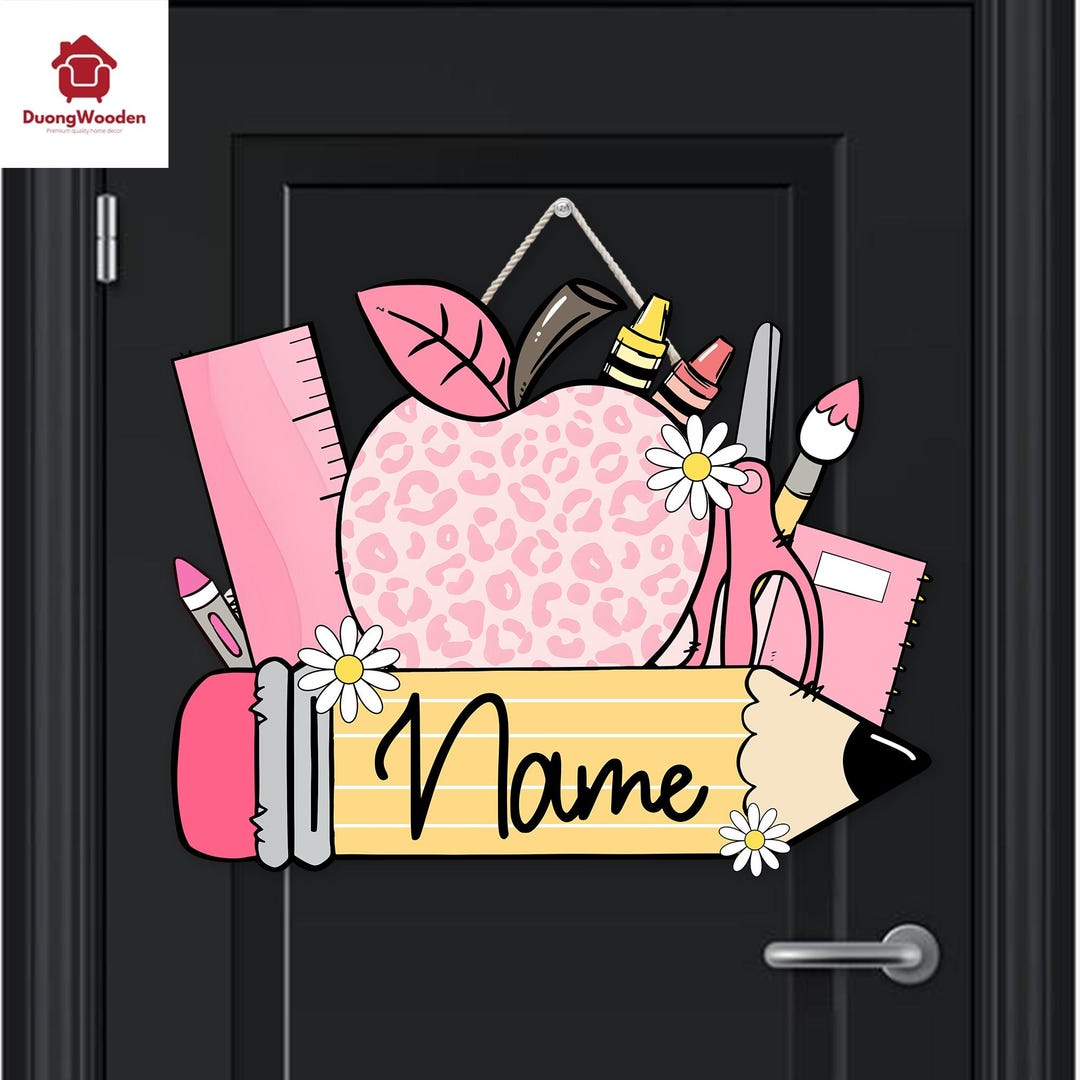 Personalized Teacher Door Sign, Back to School Wood Sign, Chinoiserie ...