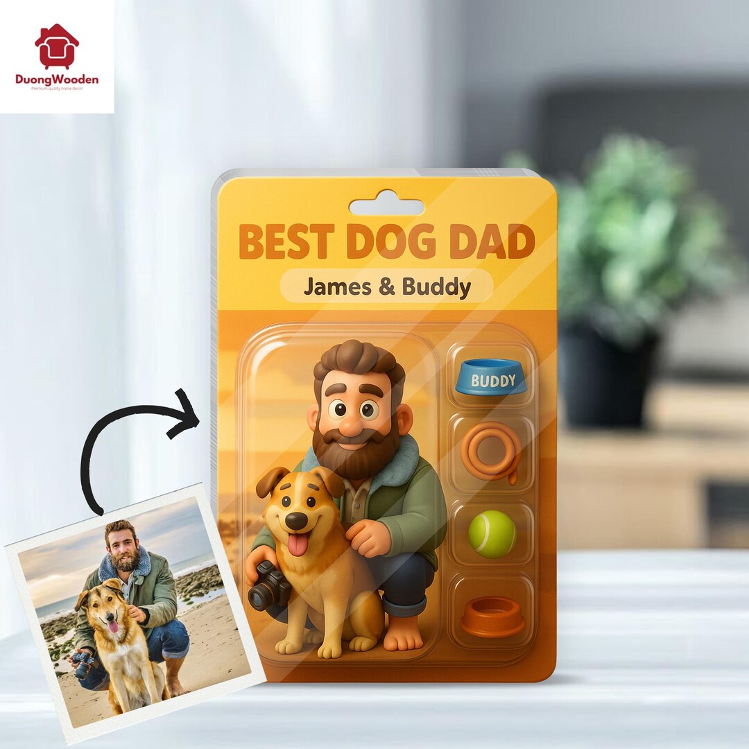 Personalized Daddy Figure From Photo, Dog Dad Acrylic Block, Custom ...
