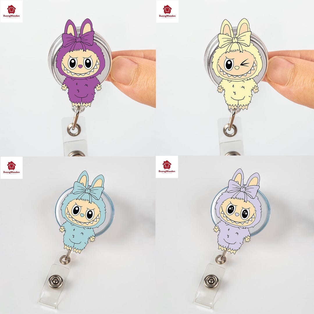 Labubu Characters Badge Reels, Cute Labubu Badge Reel Gift for Teachers ...