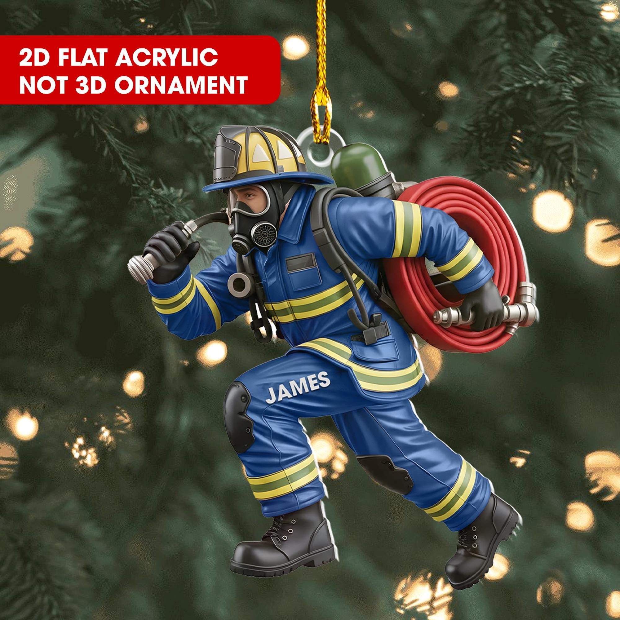 Personalized Firefighter Christmas 2025 Ornament, Fireman Dad Gift ...