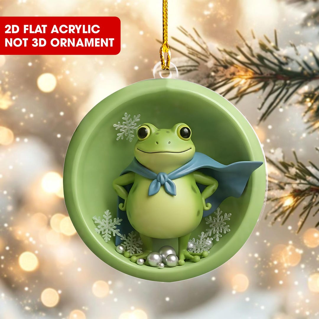 2D FLAT Portland Frog Ornament, Political Ornament, Funny Frog Ornament ...