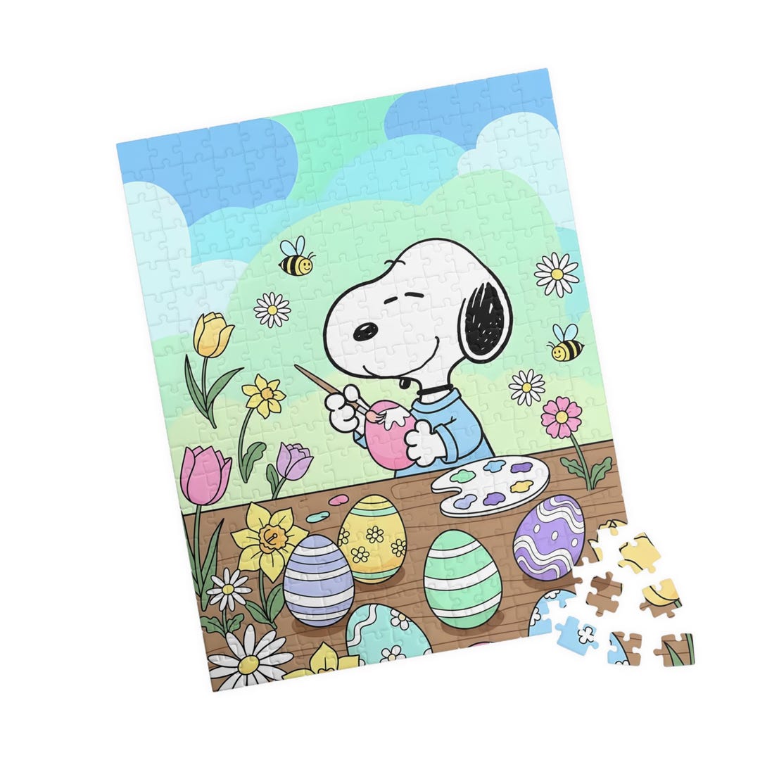 Snoopy Painting Easter Eggs Puzzle | Spring Bunny, Flowers, Bees. 110 ...