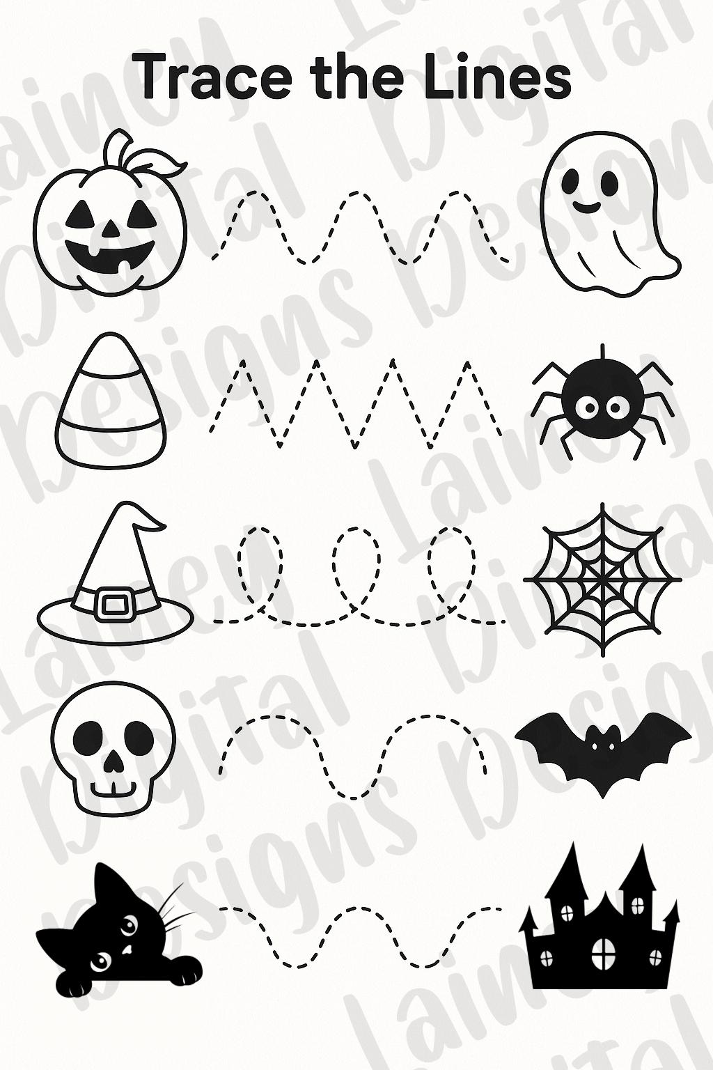 Halloween Preschool Worksheet | Trace the Lines Printable | Fine Motor ...