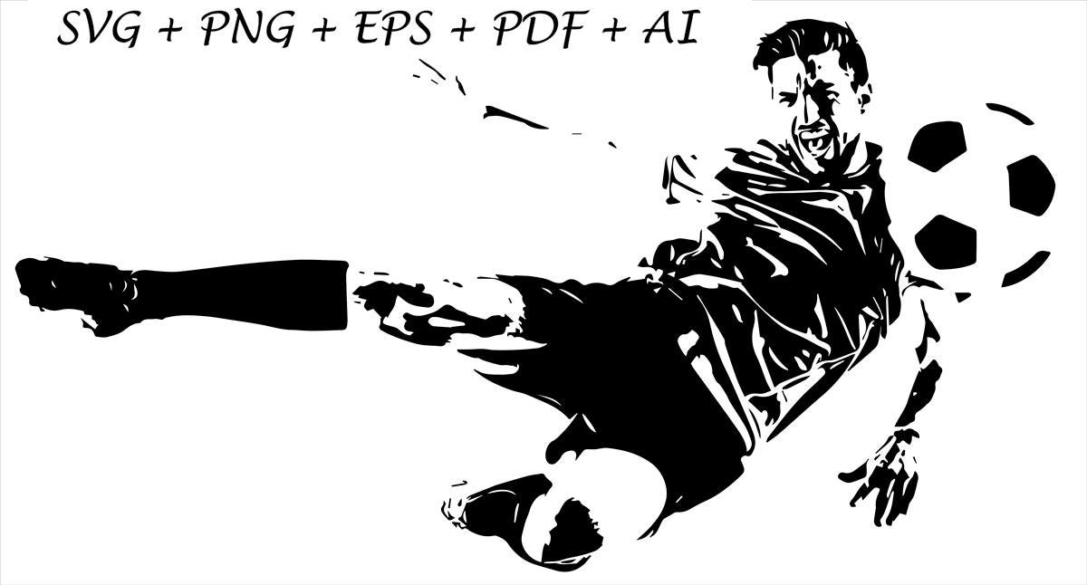 Digital Vector Svg Illustration Featuring a Dynamic Soccer Player in ...