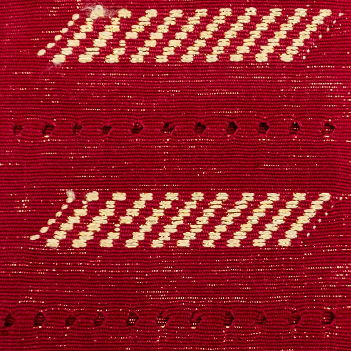 Sample! Handmade Aso Oke Ofi Fabric: Red & Gold Cotton-wire Loom Strip ...