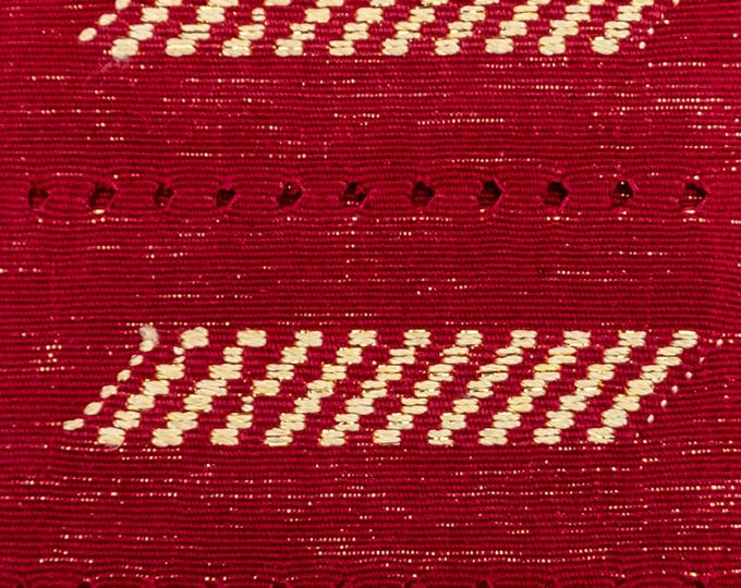 Sample! Handmade Aso Oke Ofi Fabric: Red & Gold Cotton-wire Loom Strip ...