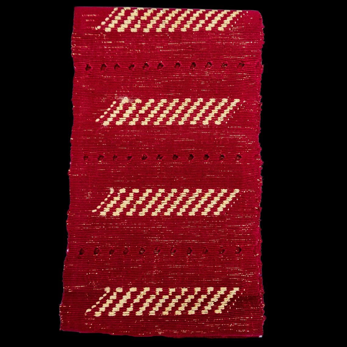 Sample! Handmade Aso Oke Ofi Fabric: Red & Gold Cotton-wire Loom Strip ...