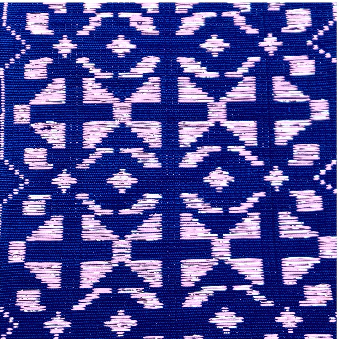 Handwoven Aso Oke Ofi Fabric: Blue-pink Ewú Texture, 84" X 7" Sample ...