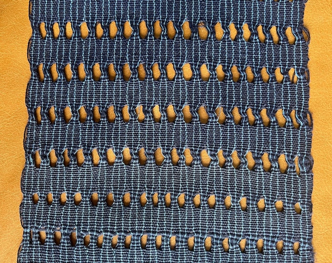 Handwoven Aso Oke Fabric Strip: Blue Cotton Net, Yoruba Textile (84" X ...