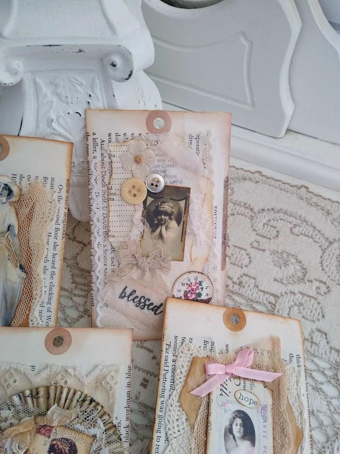 Set of 4 Vintage Inspired Book Page Embellished Junk Journal Tags - Etsy