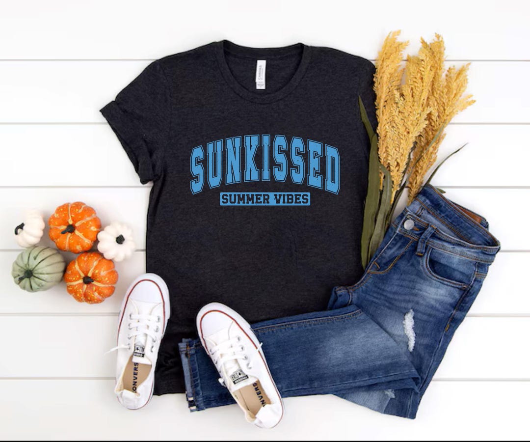 Bella Canvas, Sunkissed Summer Vibes Shirt, Trendy Graphic Tee, Casual ...