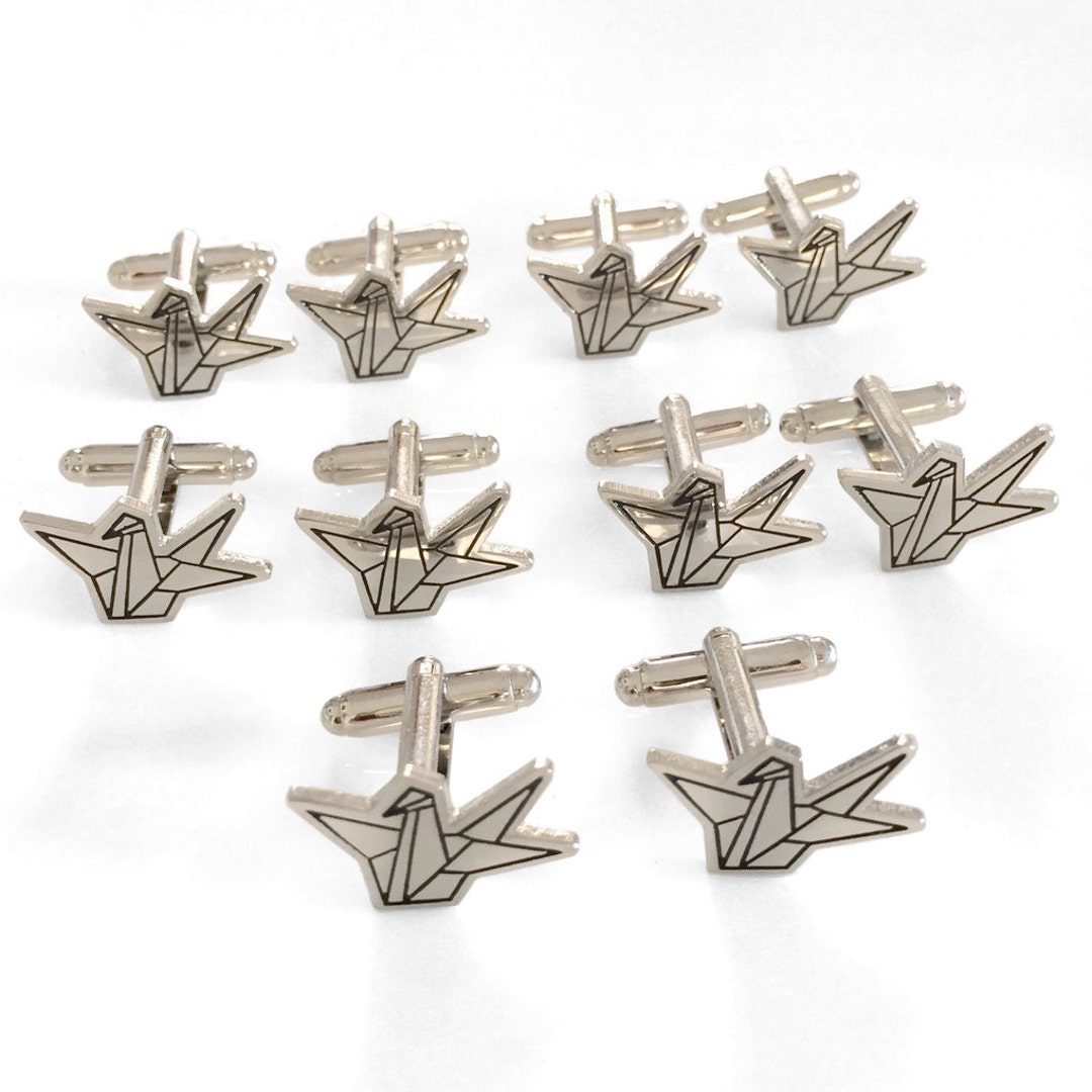 5 Pairs of Stylish Origami Crane Cufflinks - Etsy