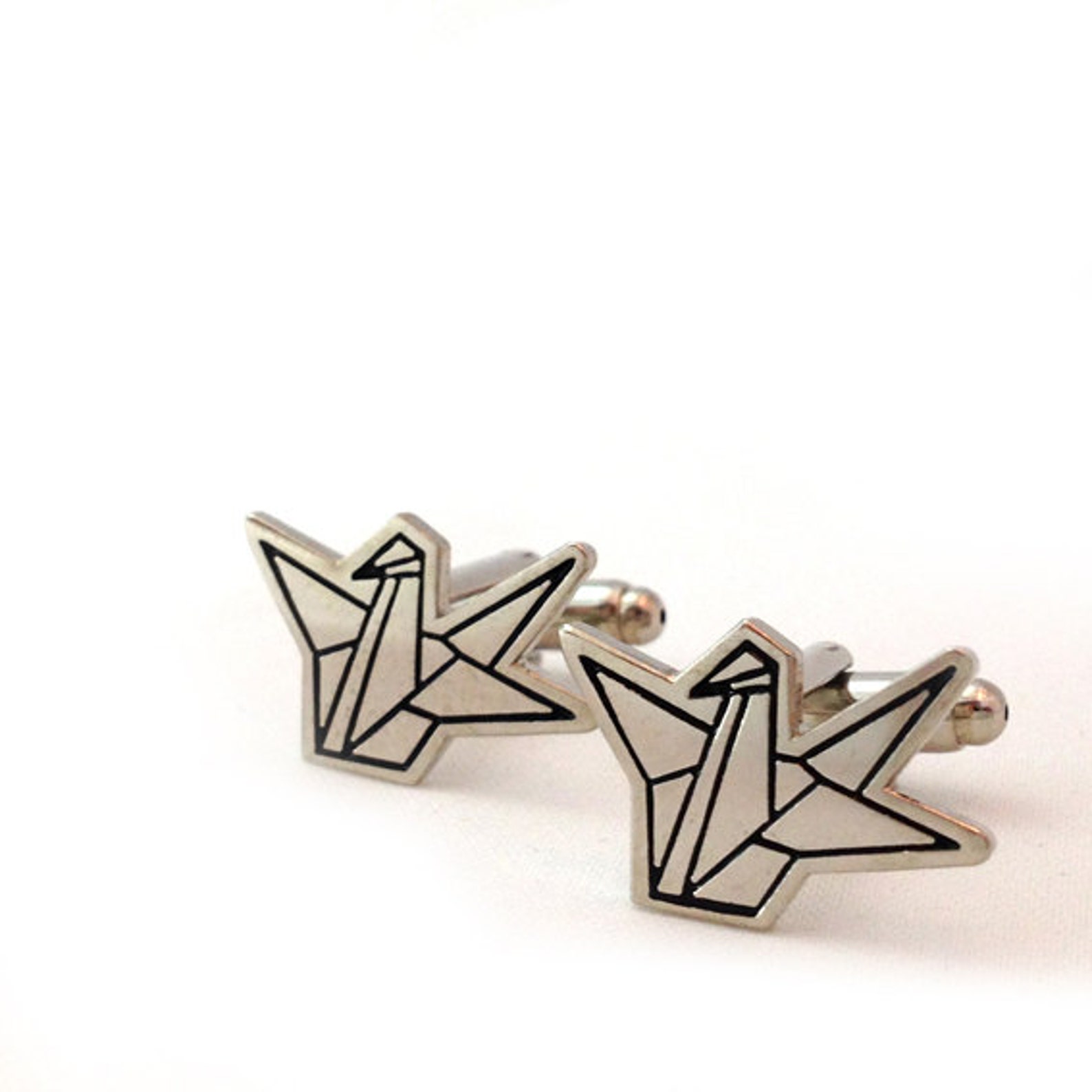 5 Pairs of Stylish Origami Crane Cufflinks - Etsy