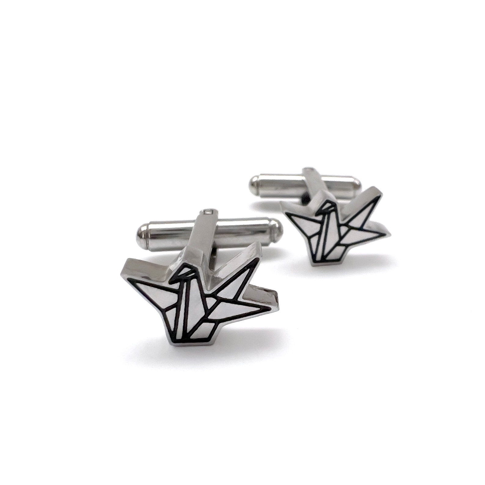 4 Pairs of Stylish Origami Crane Cufflinks - Etsy