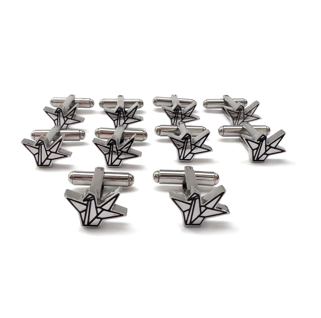 5 Pairs of Stylish Origami Crane Cufflinks - Etsy